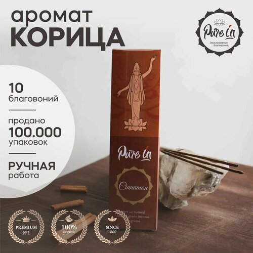 Благовония PURE-IN ароматические палочки натуральные Корица премиум. Для медитации, для йоги, для дома, ароматерапии. Пюр ин себе и в подарок