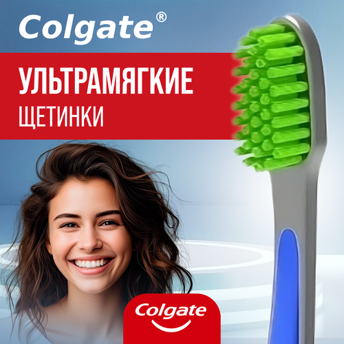 Зубная щетка COLGATE, ультрамягкая Шелковые нити, Ultra Soft, синяя