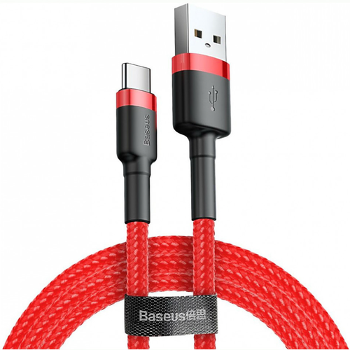 Кабель Baseus Cafule USB-A/USB-C 2A (CATKLF-U/CATKLF-C), 3 м, 1 шт., красно-черный