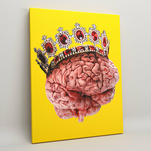 Картина на холсте (интерьерный постер) "Корона и мозги" арт, с деревянным подрамником, размер 30x40 см