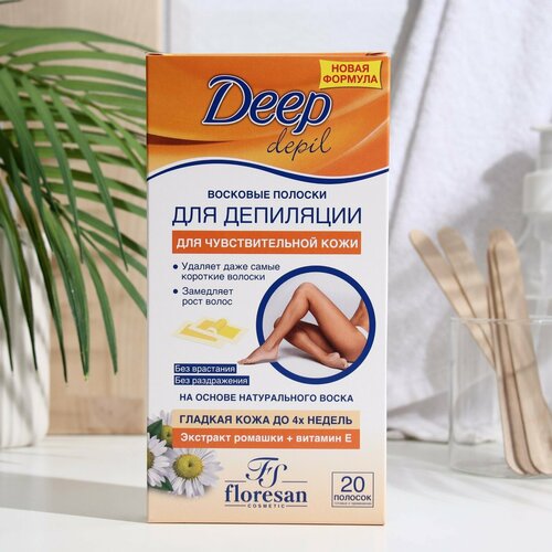 Восковые полоски для депиляции Deep Depil, с ромашкой, для чувствительной кожи, 20 шт