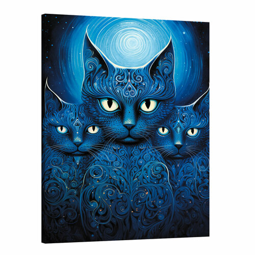Интерьерная картина 50х70 "Загадочные синие коты"