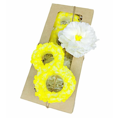 Мыло ручной работы набор жёлтая восьмёрка и цветок арт.4988
