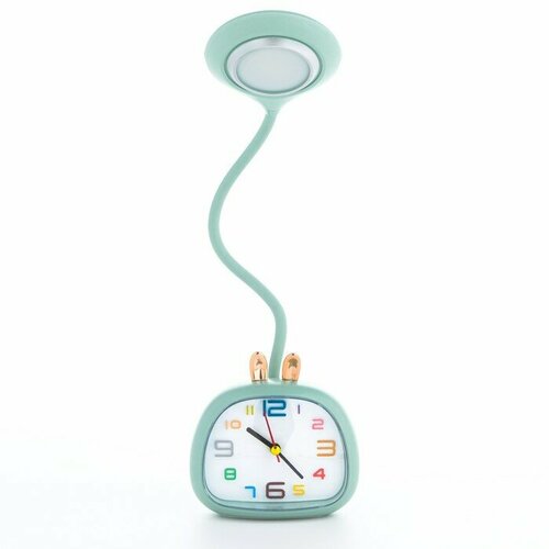 Часы - будильник с подсветкой "Зайчик" детские, циферблат 10 х 7.5 см, на батарейках АА