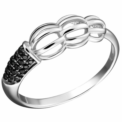 Перстень UVI Серебряное кольцо с Шпинелью, серебро, 925 проба, родирование, шпинель, размер 19.5, серебряный, черный