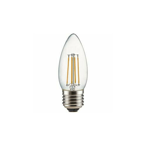 Светодиодная LED лампа Ecola свеча E27 6W 4000K 4K празрачная 96x37 филамент (нитевидная), 360° N7QV60ELC (упаковка 18 штук)