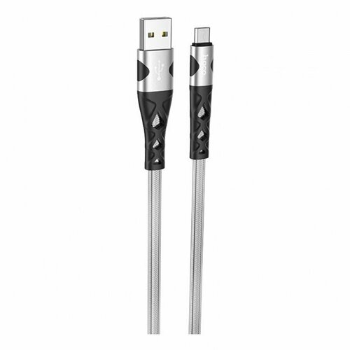 Дата-кабель Hoco U105 USB-MicroUSB (2.4 А) 1.2 м, серебро