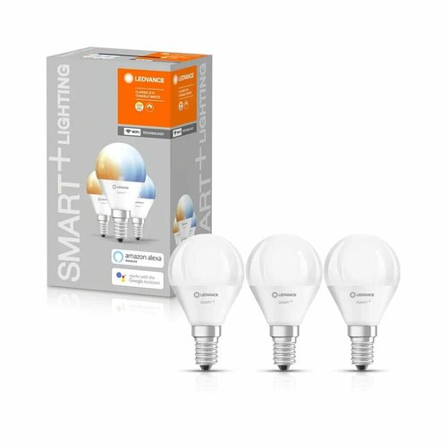 Умная лампочка светодиодная LEDVANCE / OSRAM SMART+ P, E14, 5Вт, 2700-6500К, 470лм, регулируемая цветовая температура , диммируемая, 3 шт