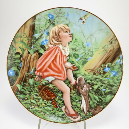 Декоративная коллекционная тарелка "Настоящие дети: Мир Сьюзан". Фарфор, деколь, золочение. США, Stratford, 1983