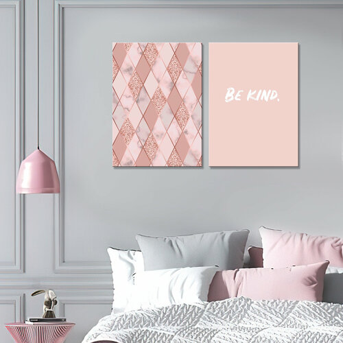 Картина интерьерная-Розовая подборка мотивационная надпись плакаты (8) (2 модуля-общий размер 40х60)
