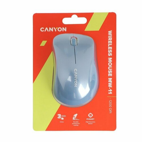 Мышь CANYON MW-11, беспроводная, оптическая, 1200 dpi, USB, 2xAAА, синяя (комплект из 2 шт)