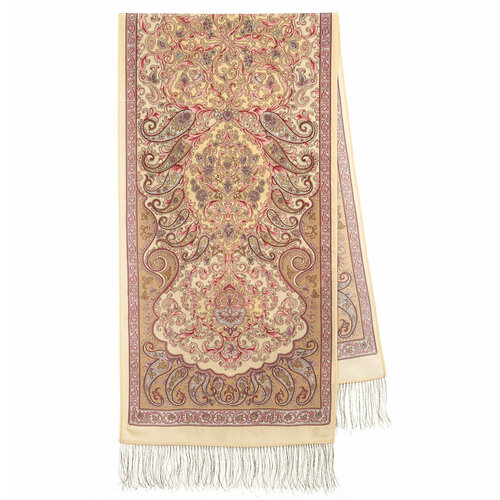 Шарф Павловопосадская платочная мануфактура,190х50 см, one size, красный, желтый
