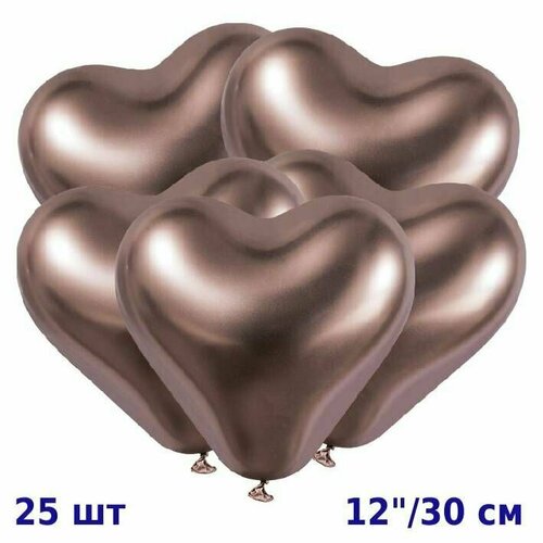 Воздушные шары (25шт, 30см) Сердце Розовое золото, Хром / Shiny Rosegold / GEMAR SRL, Италия