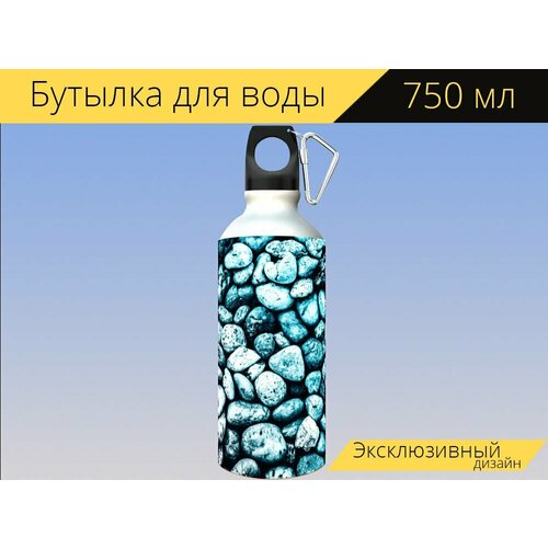Бутылка фляга для воды "Камешки, природа, zen" 750 мл. с карабином и принтом