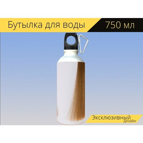 Бутылка фляга для воды "Волосы, шаблон, образцы цветов" 750 мл. с карабином и принтом