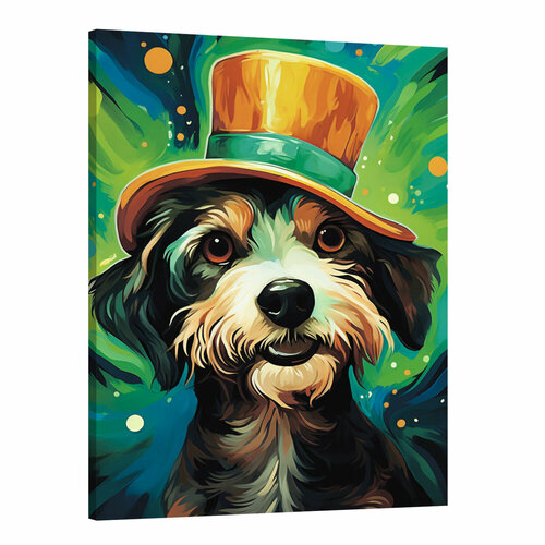 Интерьерная картина 50х70 "Пес в зеленой шляпе"
