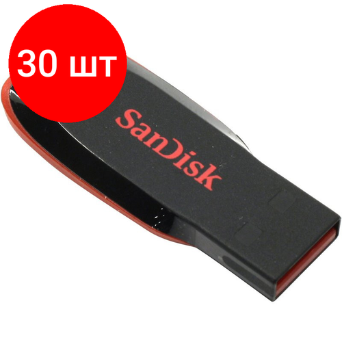 Комплект 30 штук, Флеш-память SanDisk Cruzer Blade, 32Gb, USB 2.0, ч/крас, SDCZ50-032G-B35