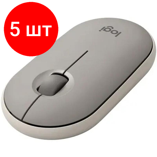 Комплект 5 штук, Мышь компьютерная Logitech WRL PEBBLE M350 GREY 910-006653