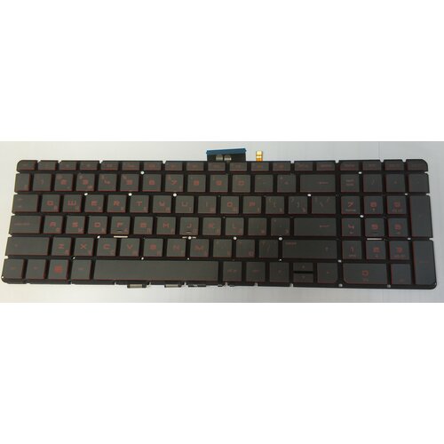 Клавиатура для ноутбука HP Pavilion 15-ab, 15-ae, 15-ak, 15-bc, 17-ab, 17-g, черная, кнопки красные, с подсветкой
