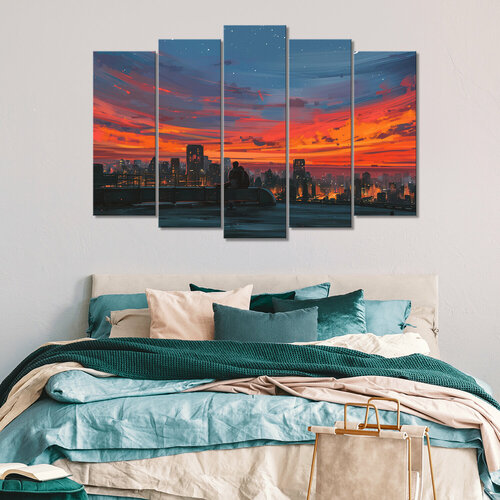 Модульная картина/Модульная картина на холсте/Модульная картина в подарок/Sunset couple - Закат пара 150х100