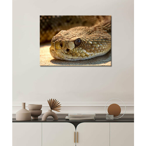 Картина - змея, техасский гремучник, ямкоголовая змея, ядовитая змея, большая змея, кожа змеи (11) 60х80