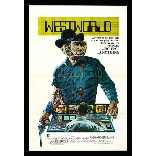 Плакат, постер на бумаге Западный мир (Westworld), Майкл Крайтон. Размер 30 х 42 см