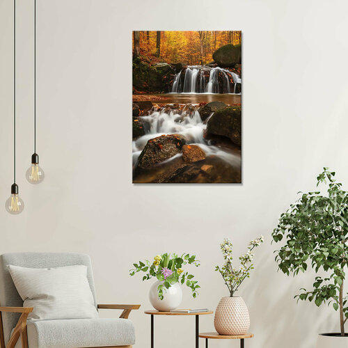 Интерьерная картина на холсте - осень водопад 60х80