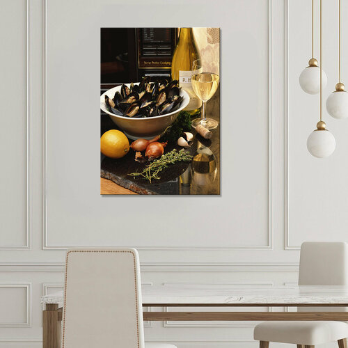 Картина/Картина на холсте для интерьера/Картина на стену/Картина для кухни/ - Натюрморт с мидиями 30х40