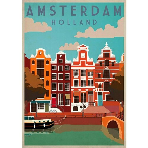 Плакат, постер на холсте Amsterdam/Амстердам. Размер 42 х 60 см