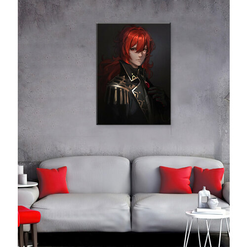 Картина/Картина на холсте/Картина на холсте для интерьера/Картина на стену/Картина в подарок для дома/- Дилюк тёмный портрет Genshin Impact 40х60