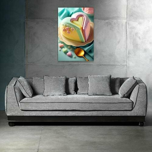 Картина на холсте 60x90 Альянс Лес "Торт, сердце" на подрамнике / интерьер/ декор