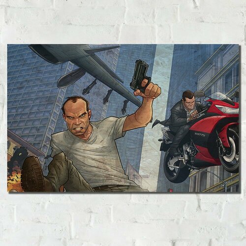 Картина интерьерная на рельефной доске ОСП Игры Grand Theft Auto V - 14368