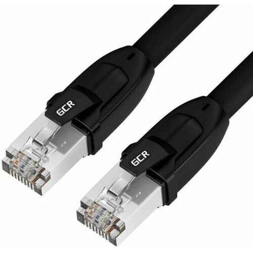 GCR Патч-корд LSZH PROF кат.8 ethernet 0.3m F/FTP, RJ45, CU, 26 AWG, литой, прямой, черный, экранированные коннекторы