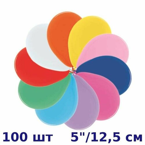 Воздушный шар (100шт, 12,5см) Ассорти, Пастель / Assorted, ТМ DECOBAL, Вьетнам