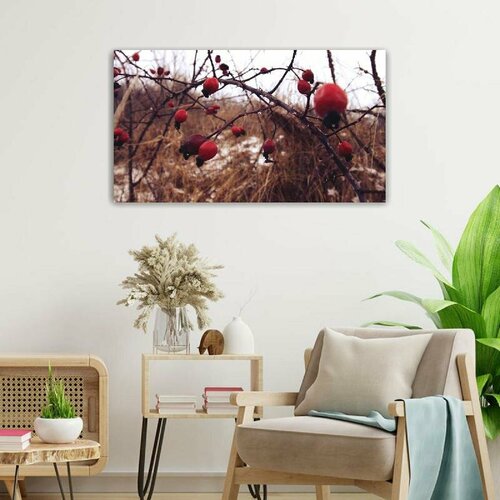 Картина на холсте 60x110 LinxOne "Шиповник природа красота" интерьерная для дома / на стену / на кухню / с подрамником