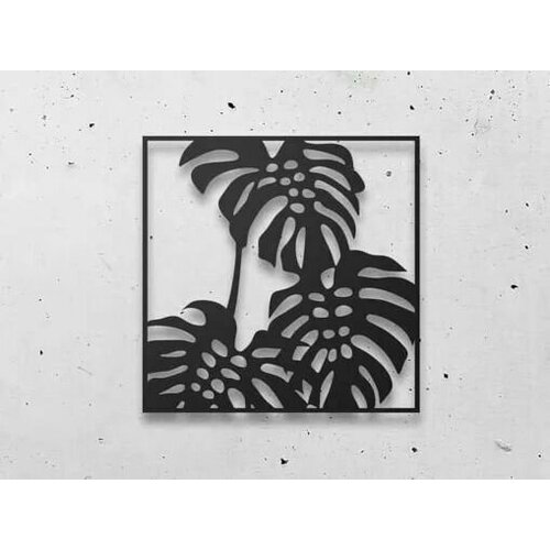 Панно 40х40 см "Листья Монтесоры" декоративное настенное чёрное, декор на стену, картина