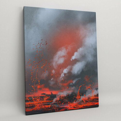 Картина на холсте (интерьерный постер) "Брызги лавы", с деревянным подрамником, размер 22x30 см