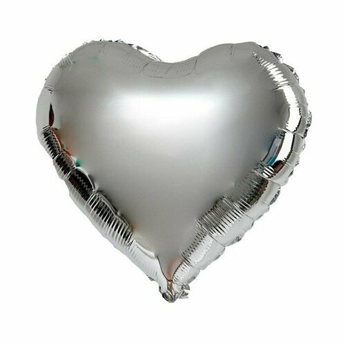 Шар фольгированный 18" "Сердце - серебро" 1 шт. (комплект из 50 шт)