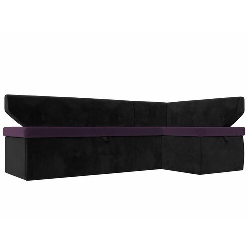 Кухонный угловой диван Омура правый угол, Велюр фиолетовый и черный