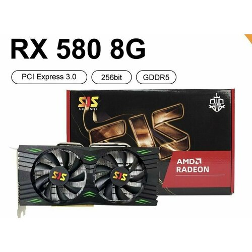 SJS Видеокарта AMD Radeon 580 8G 256Bit GDDR58G 256Bit GDDR5 AMD GPU, графические карты для геймеров Radeon 580 Radeon 8 ГБ