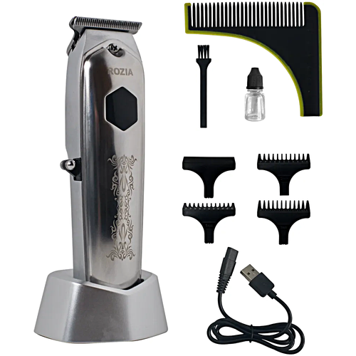 Машинка для стрижки волос Розия, Профессиональный триммер для стрижки волос, для бороды, усов, Cеребристый