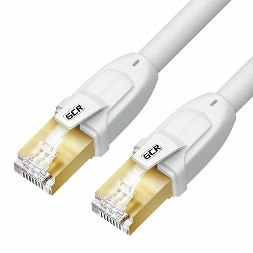 Патч-корд Deluxe FTP cat.6 10 Гбит/с RJ45 LAN ethernet high speed кабель для интернета медный контакты и коннектор 24K GOLD (GCR-FTP61) белый 0.15м