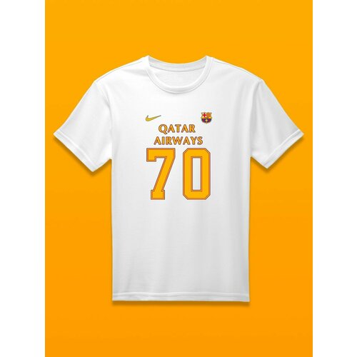 Футболка Барселона номер 70, размер 8XL, белый