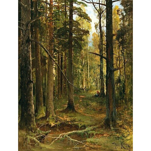 "Красная шапочка в лесу", Клевер Ю. Ю, картина для интерьера (репродукция) (50х66 см / на подрамнике)