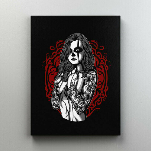 Интерьерная картина на холсте "Иллюстрация - девушка зомби" размер 45x60 см