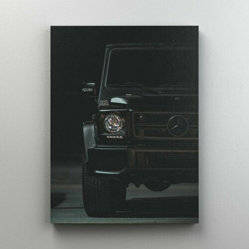 Интерьерная картина на холсте "Черный Гелик - Внедорожник Mercedes G" размер 45x60 см