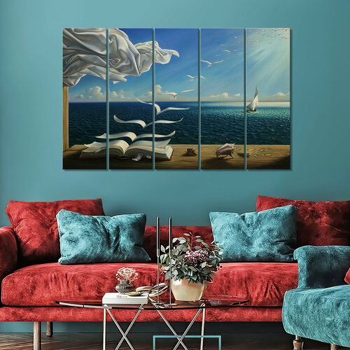 Модульная картина/Модульная картина на холсте/Модульная картина в подарок/ Море абстрактное/Abstract Sea 125х80
