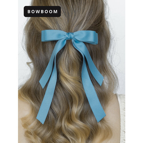 Голубой атласный бант для волос на заколке-автомат для девочек и женщин. Украшения и аксессуары для волос.
