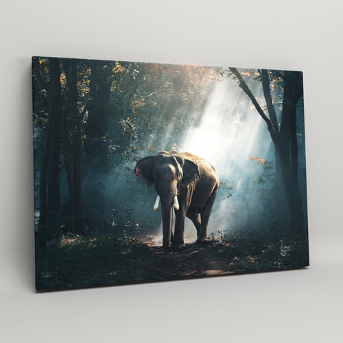 Картина на холсте (интерьерный постер) "Слон" животные с деревянным подрамником, размер 40х30 см