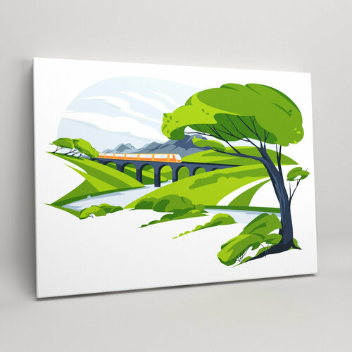 Картина на холсте (интерьерный постер) "Мост Виадук" пейзаж, с деревянным подрамником, размер 40x30 см